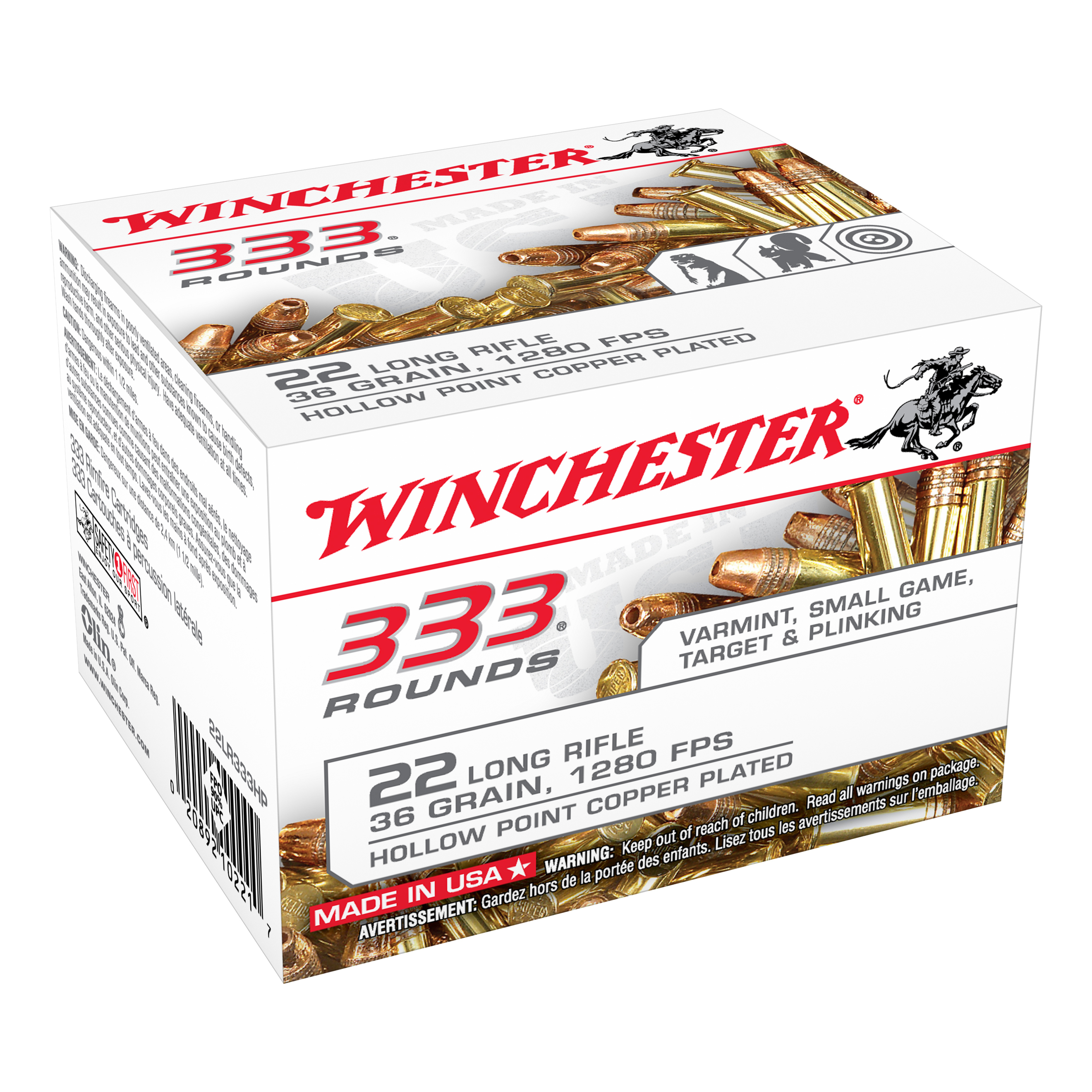 Winchester Target & Small Game .22 Long Rifle 36 Grain Rimfire Ammo ...